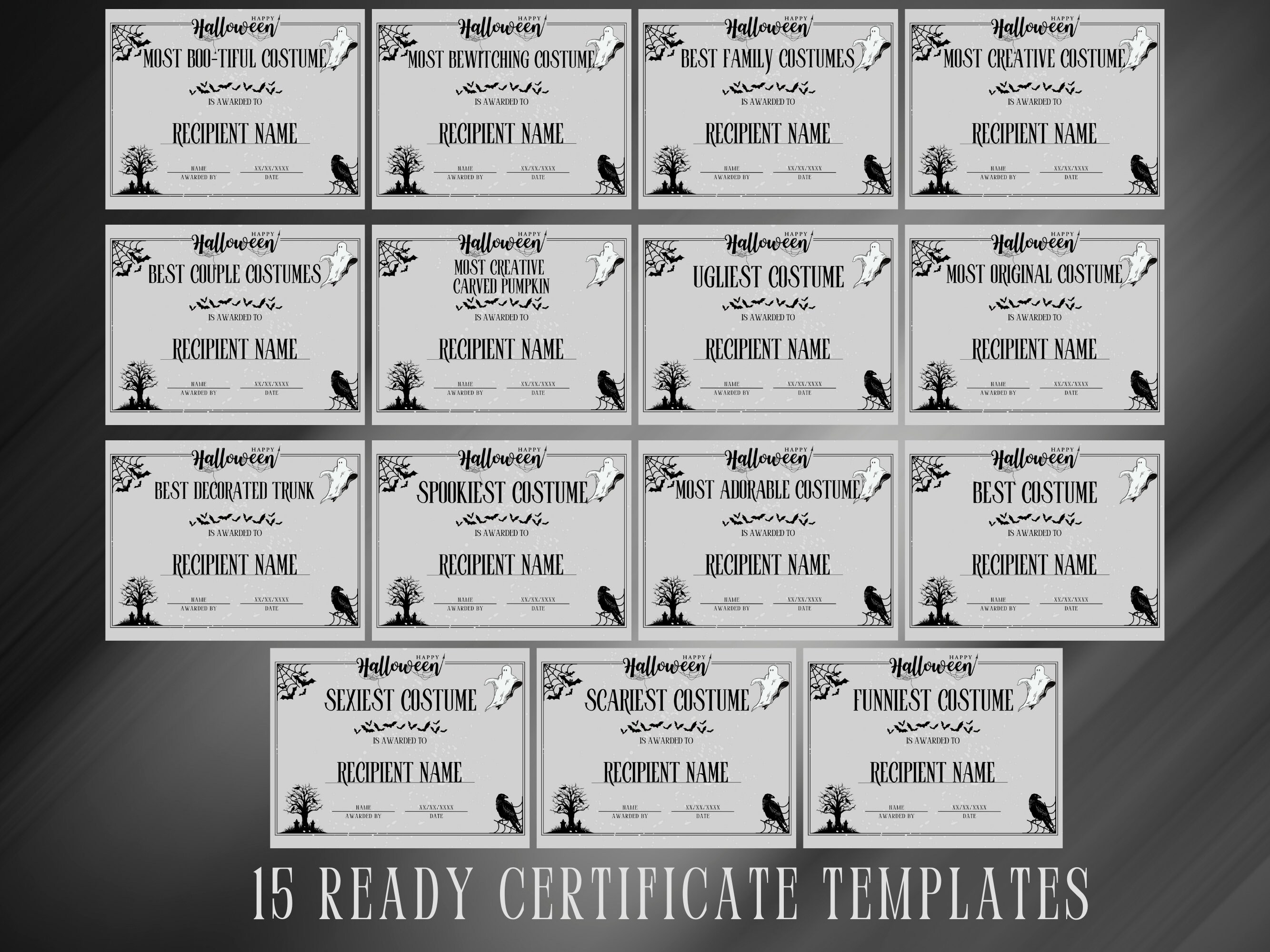 Editable Halloween Costume Award Certificate, Trick or Treat Costume ...