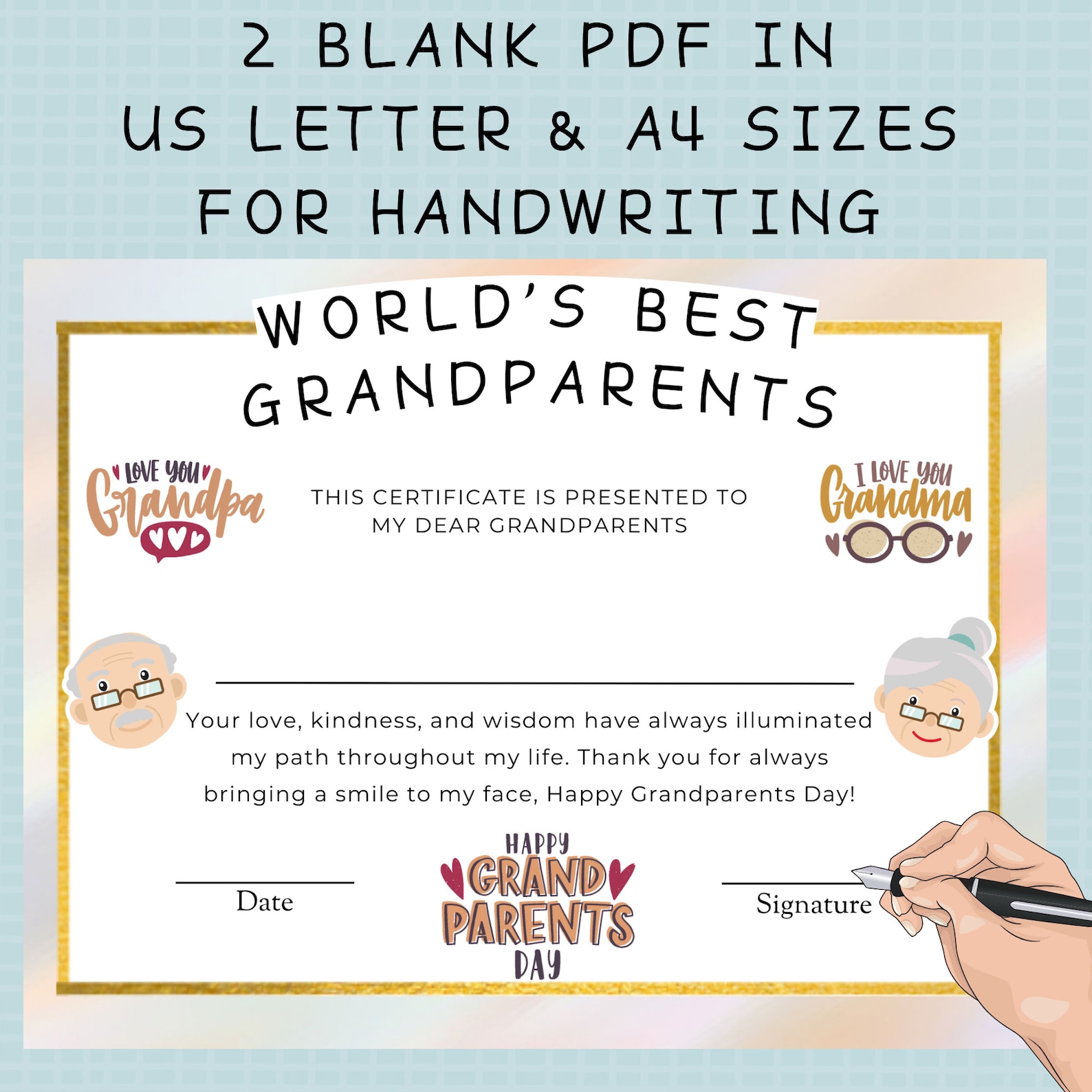 World's Best Grandparents Certificate, Grandparents Day Appreciation ...