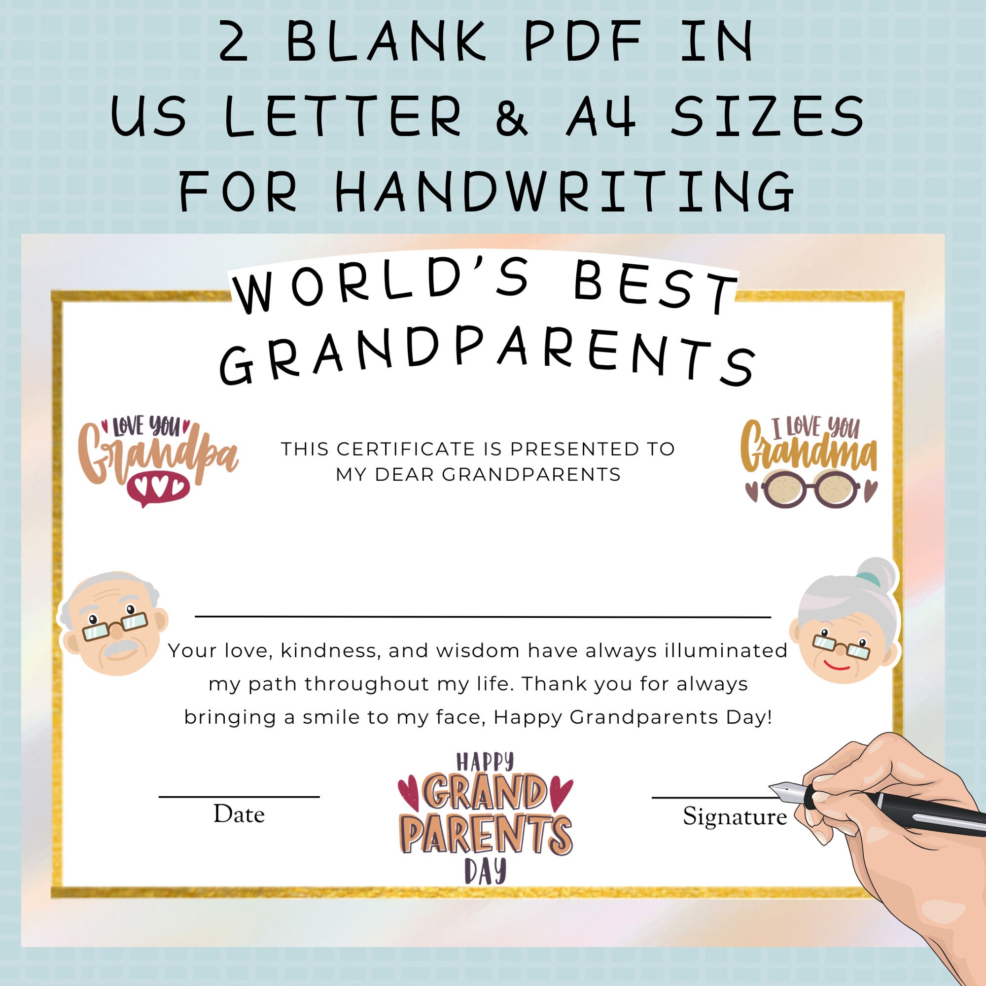 World's Best Grandparents Certificate, Grandparents Day Appreciation ...