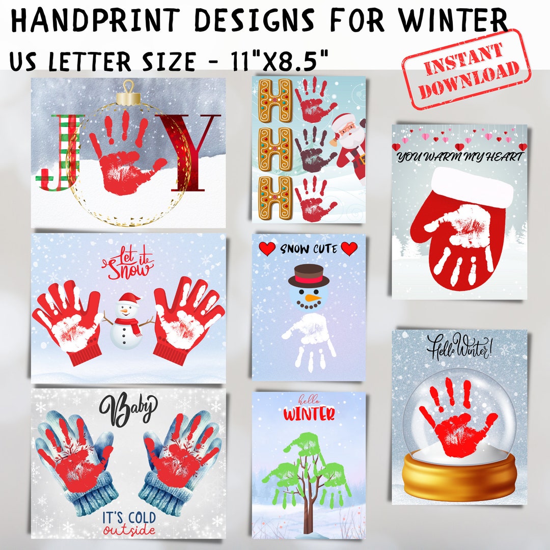 Winter Handprint Art Bundle, DIY Handprint Keepsake, Toddler Prek ...