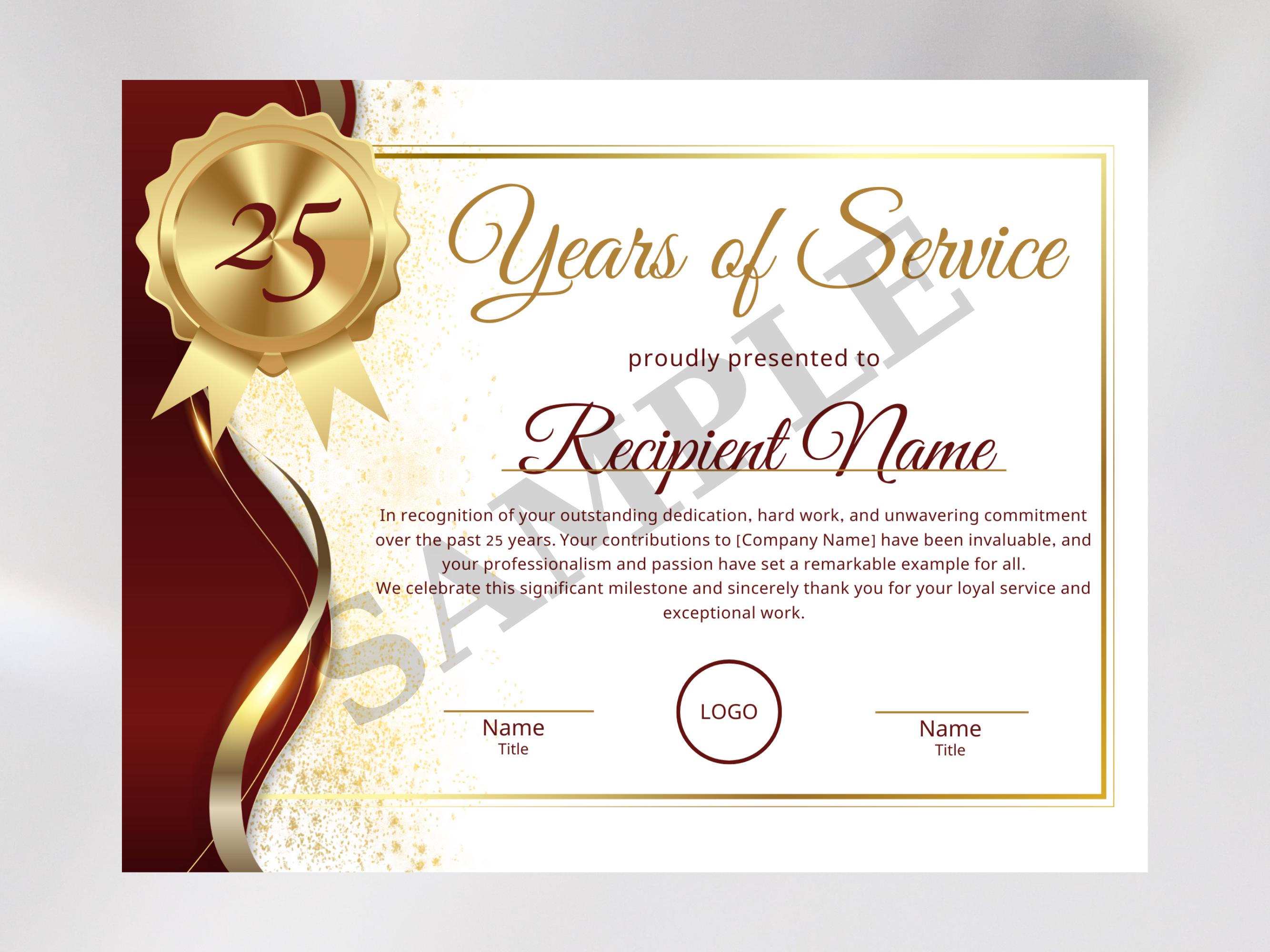 Service Award Certificate