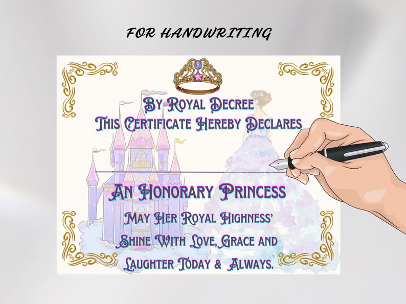Personalized Princess Award Certificate, Royal Party Printable (PDF) - Etsy