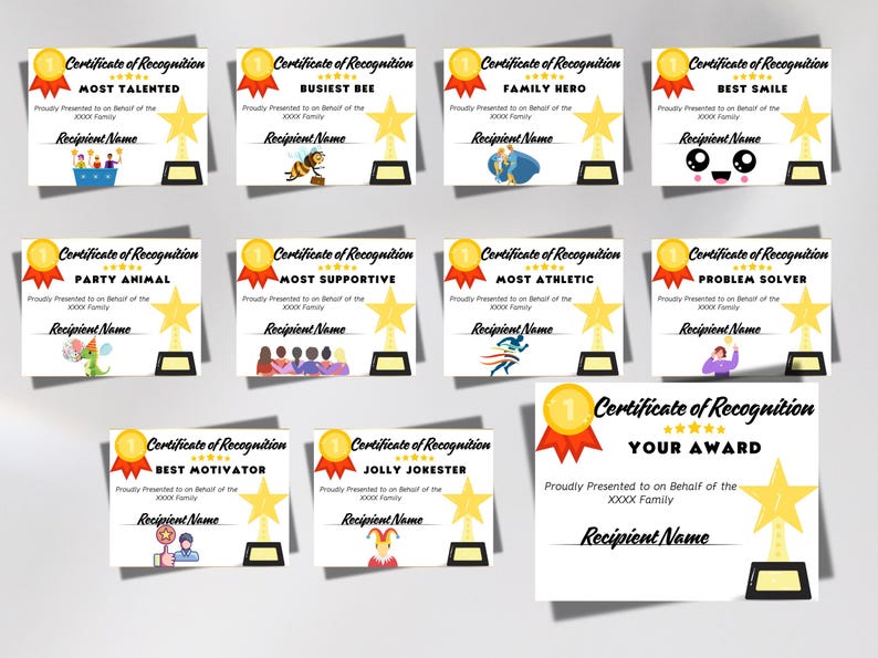 Editable Family Reunion Awards, Funny Certificates (digital Download ...