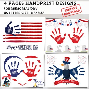 Memorial Day Handprint, Memorial Day Activity for Kids, Printable ...