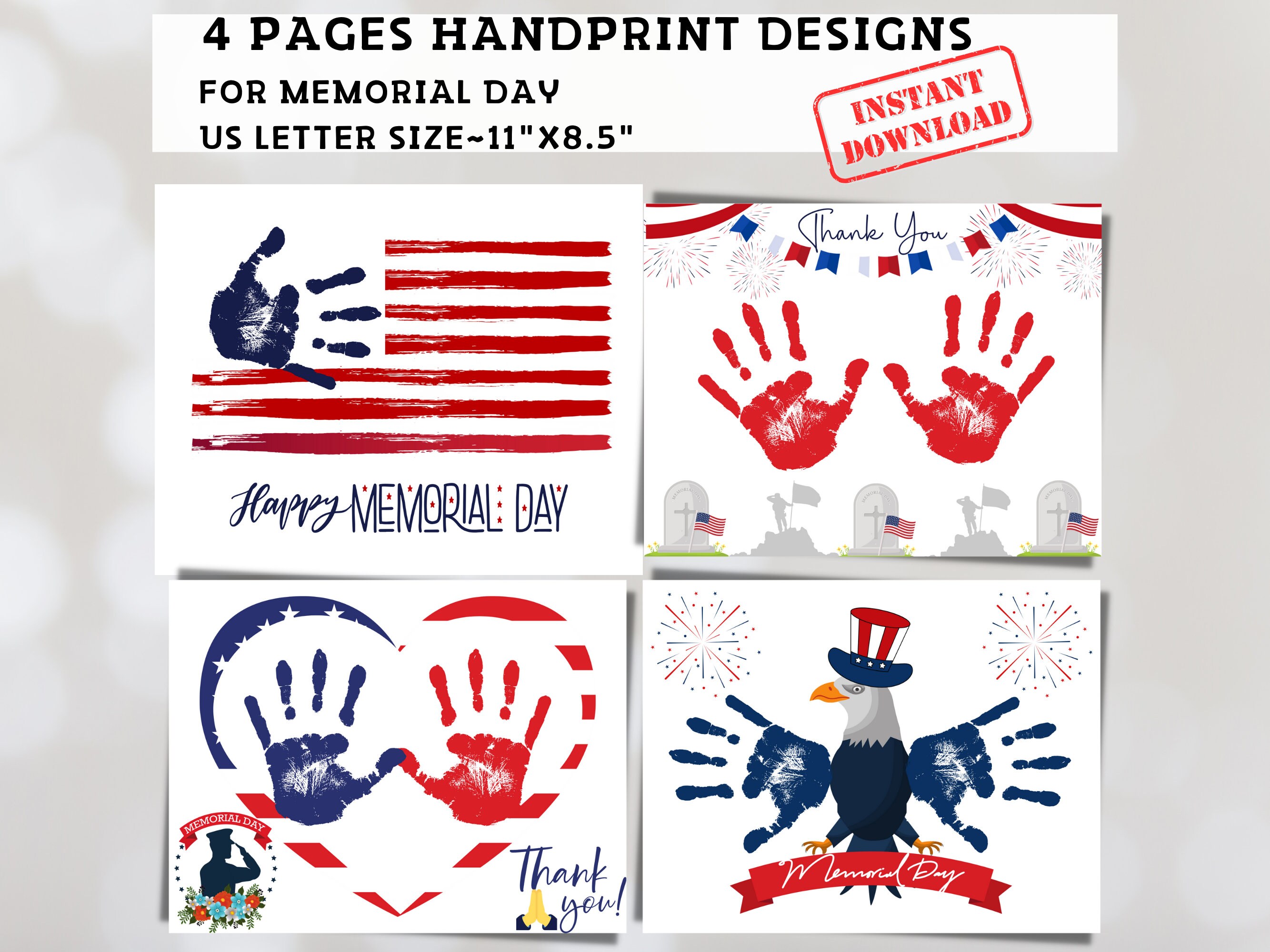 Memorial Day Handprint, Memorial Day Activity for Kids, Printable ...