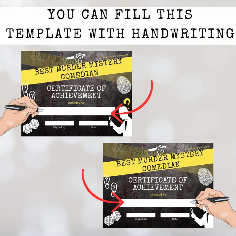 Murder Mystery Award Printable Certificate, Crime Scene Achievement ...