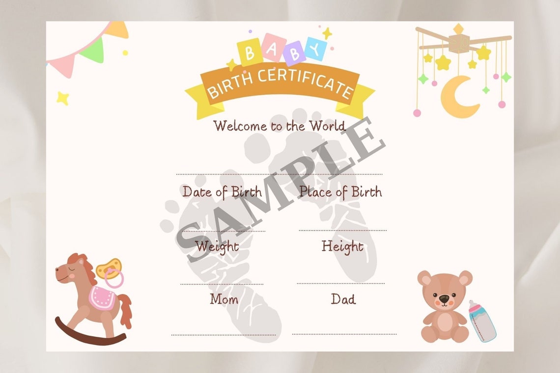 Printable Birth Certificate | Boy Girl Gender Neutral Birth Certificate ...