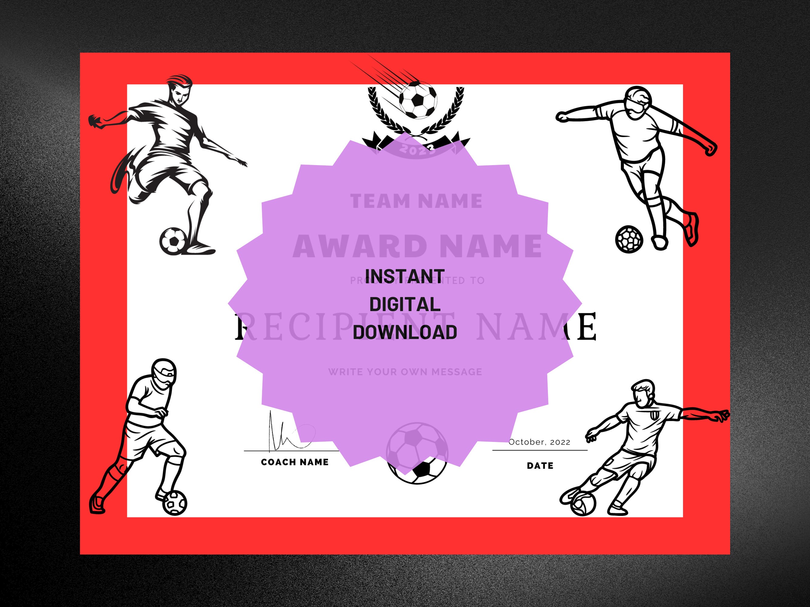 Editable Sports Award Certificate Template, Team Sports Player ...
