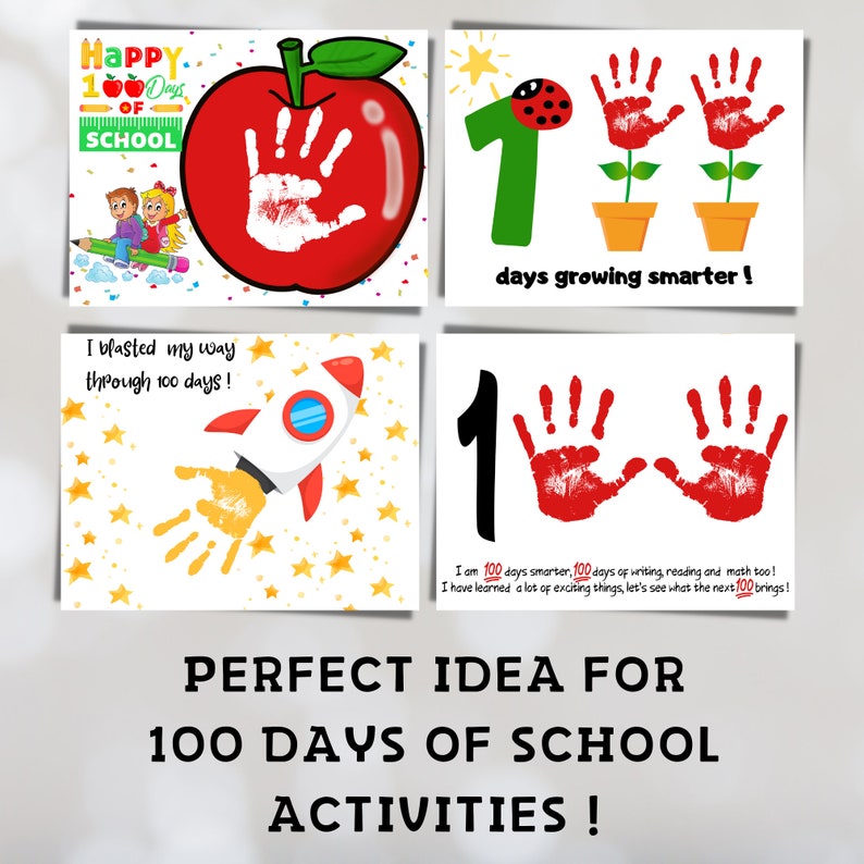 100 Days of School Handprint Craft Set, 100 Days Smarter, 100th Days of ...