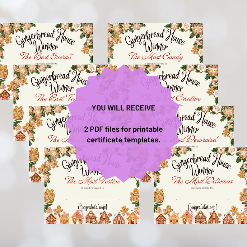 Printable Gingerbread House Awards Certificate, Best Gingerbread House ...