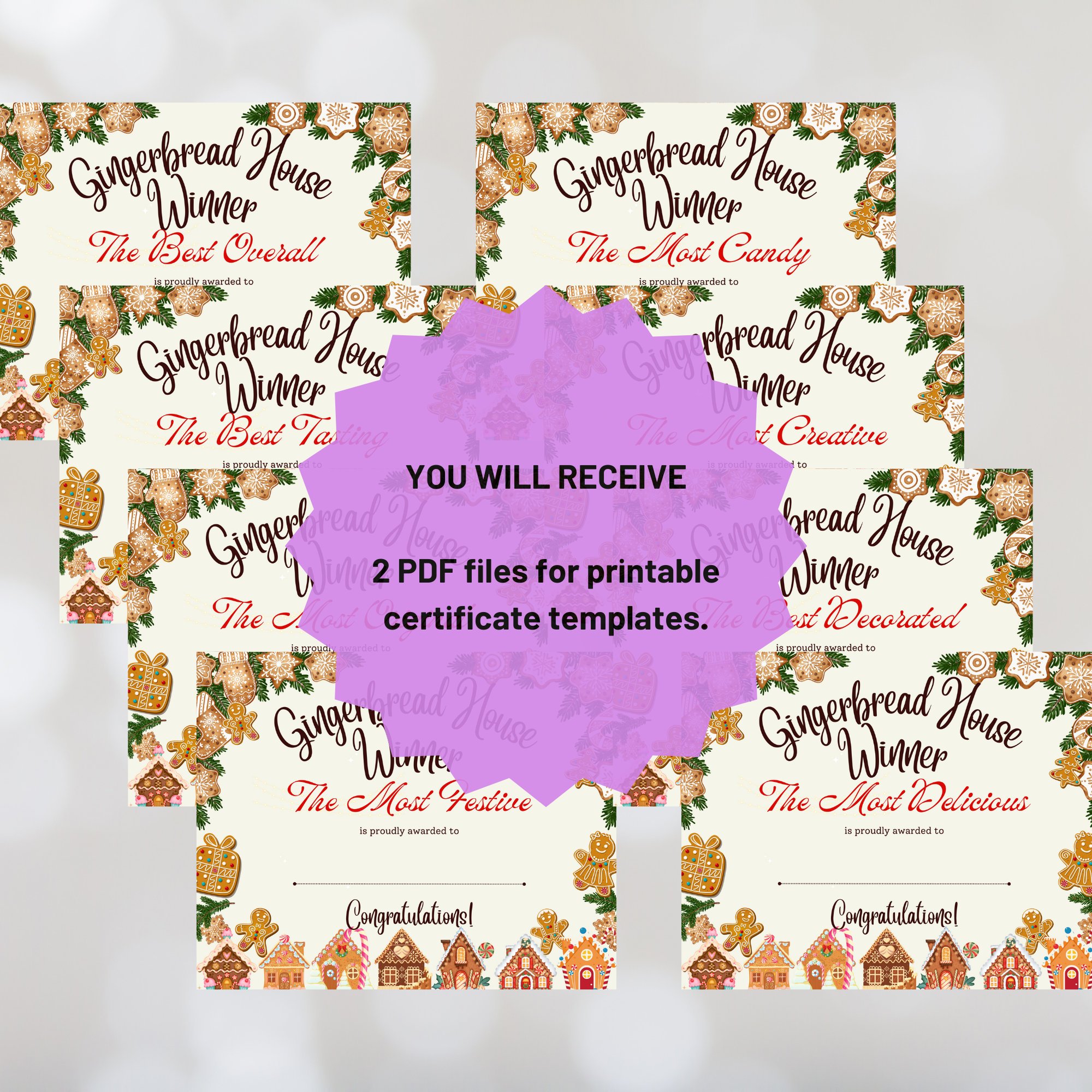 Printable Gingerbread House Awards Certificate, Best Gingerbread House ...