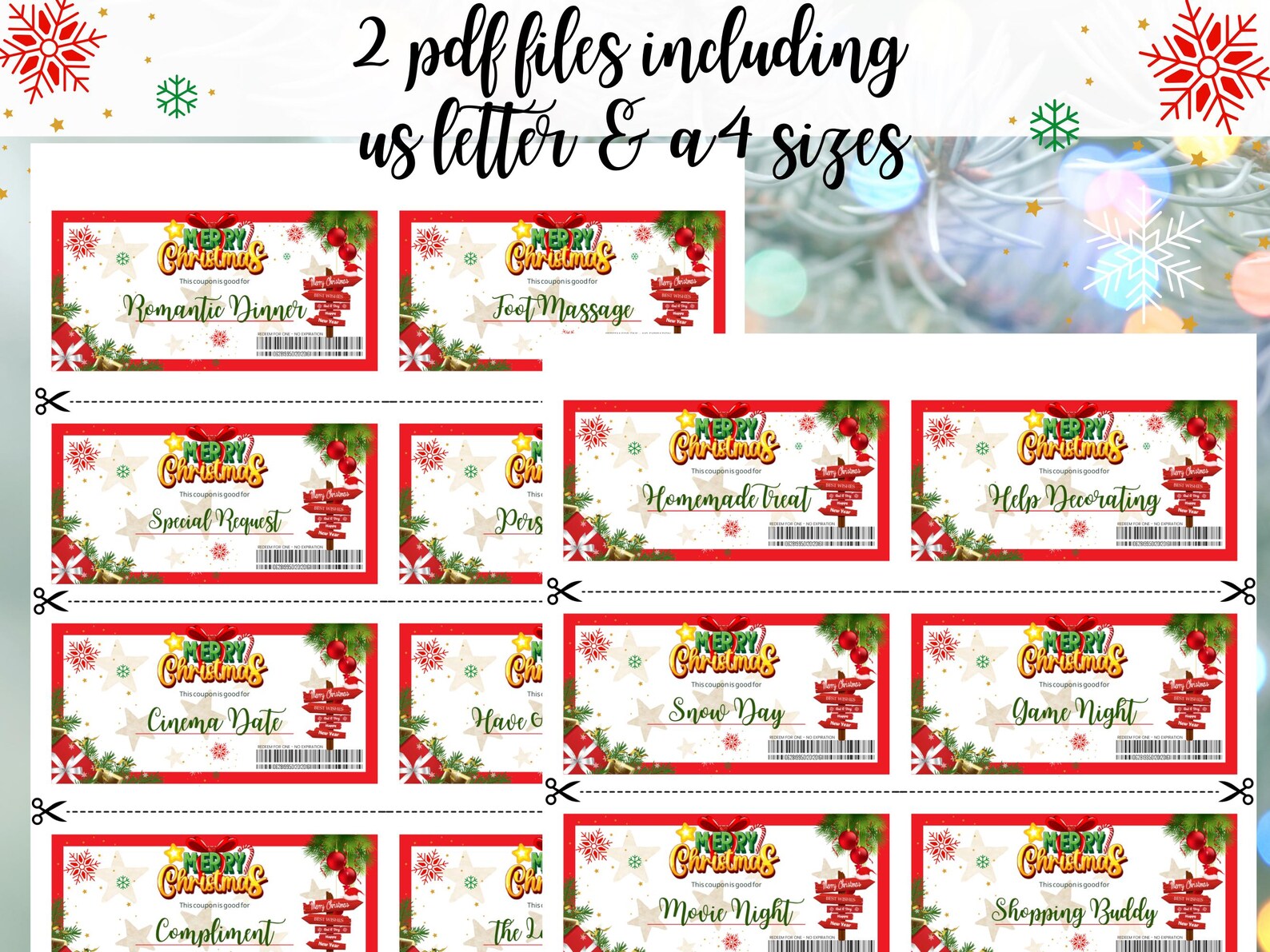 Printable Christmas Coupon Book, Personalized Holiday Gift (PDF) - Etsy