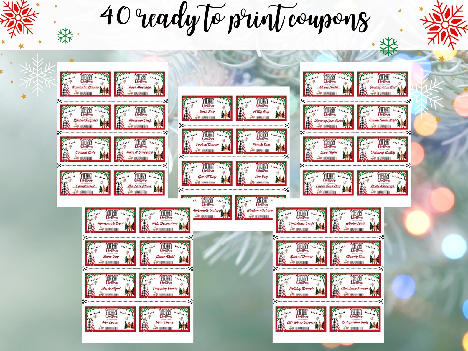 Printable Christmas Coupons, Personalized Holiday Gift (PDF) - Etsy