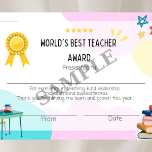 Teacher Appreciation Award Custom Certificate Template | Worlds Best ...
