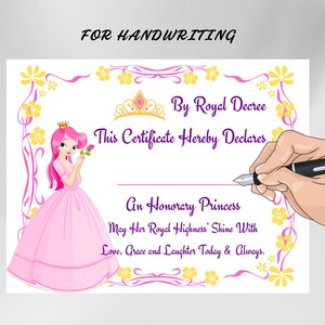 Personalized Princess Award Certificate, Royal Party Printable (PDF) - Etsy