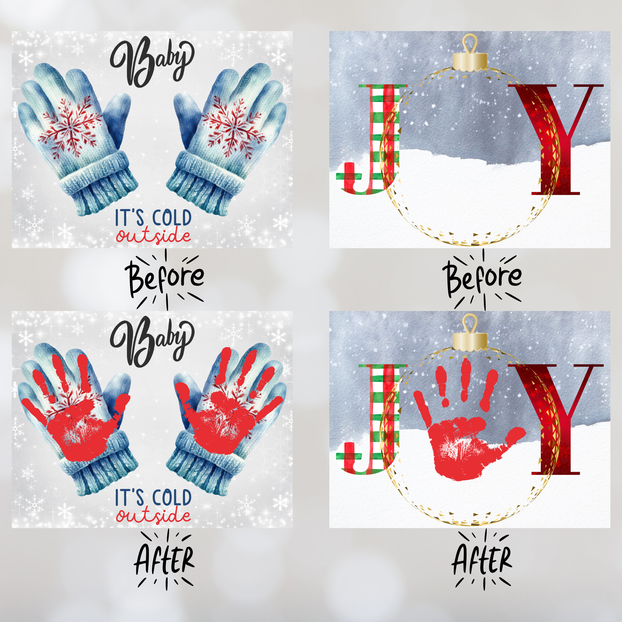 Winter Handprint Art Bundle, DIY Handprint Keepsake, Toddler Prek ...