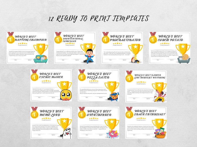 Funny World's Award Certificates, Sarcastic Gift (PDF) - Etsy