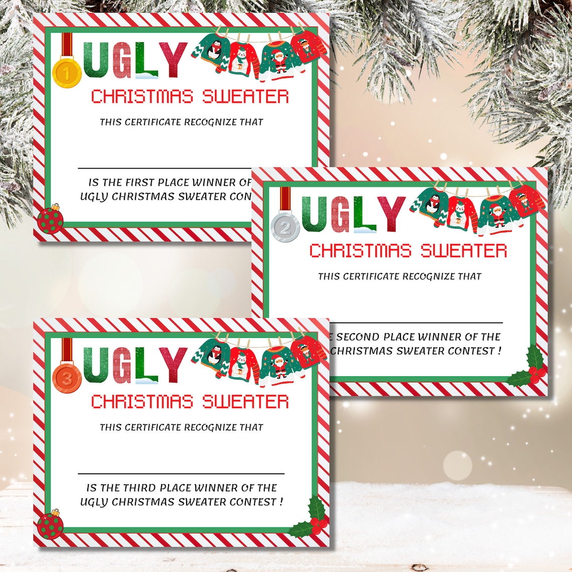 Christmas Ugly Sweater Party Bundle Printable, Ugly Sweater Party Game ...