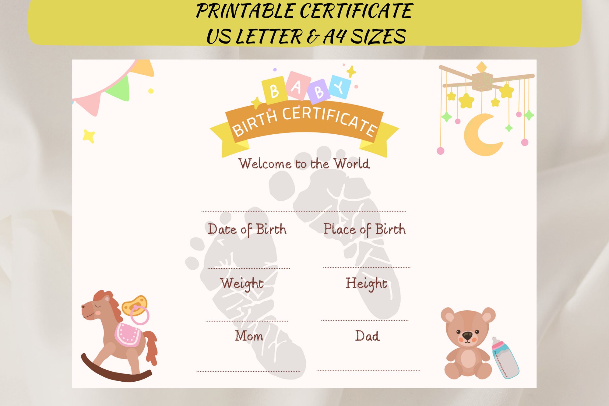 Printable Birth Certificate | Boy Girl Gender Neutral Birth Certificate ...