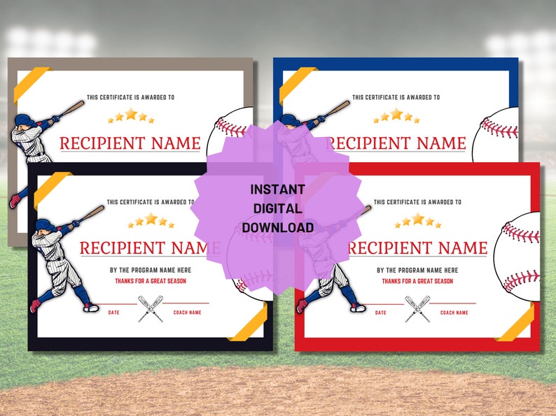 Baseball Award Certificate Editable Template, Team Sports End of Season ...