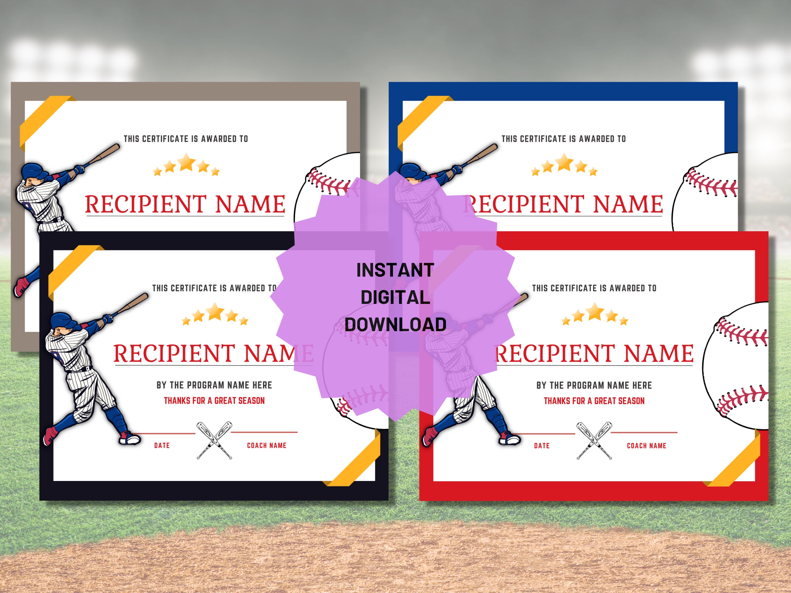 Baseball Award Certificate Editable Template, Team Sports End of Season ...
