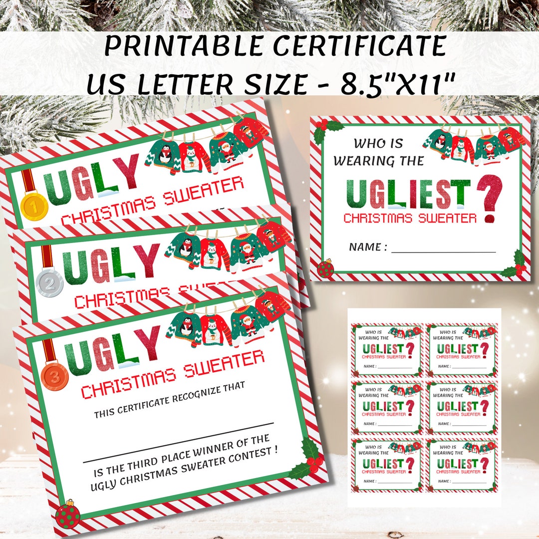 Christmas Ugly Sweater Party Bundle Printable, Ugly Sweater Party Game ...