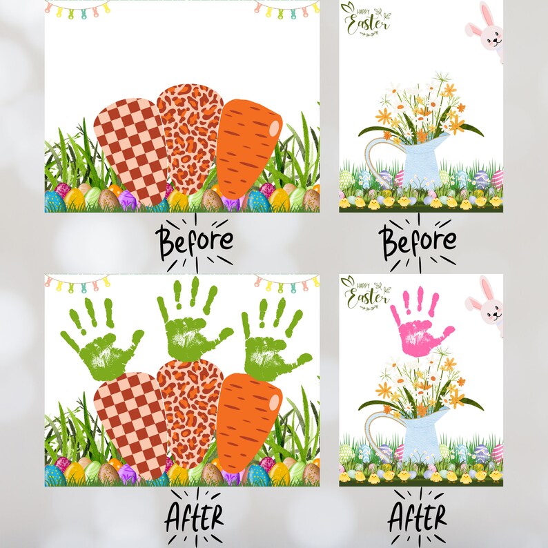 Easter Handprint Craft, Printable Easter Celebration Art, Happy Easter ...