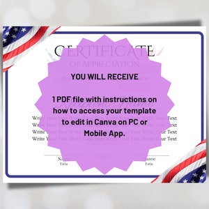 Editable American Flag Appreciation Certificate, USA Veteran's ...