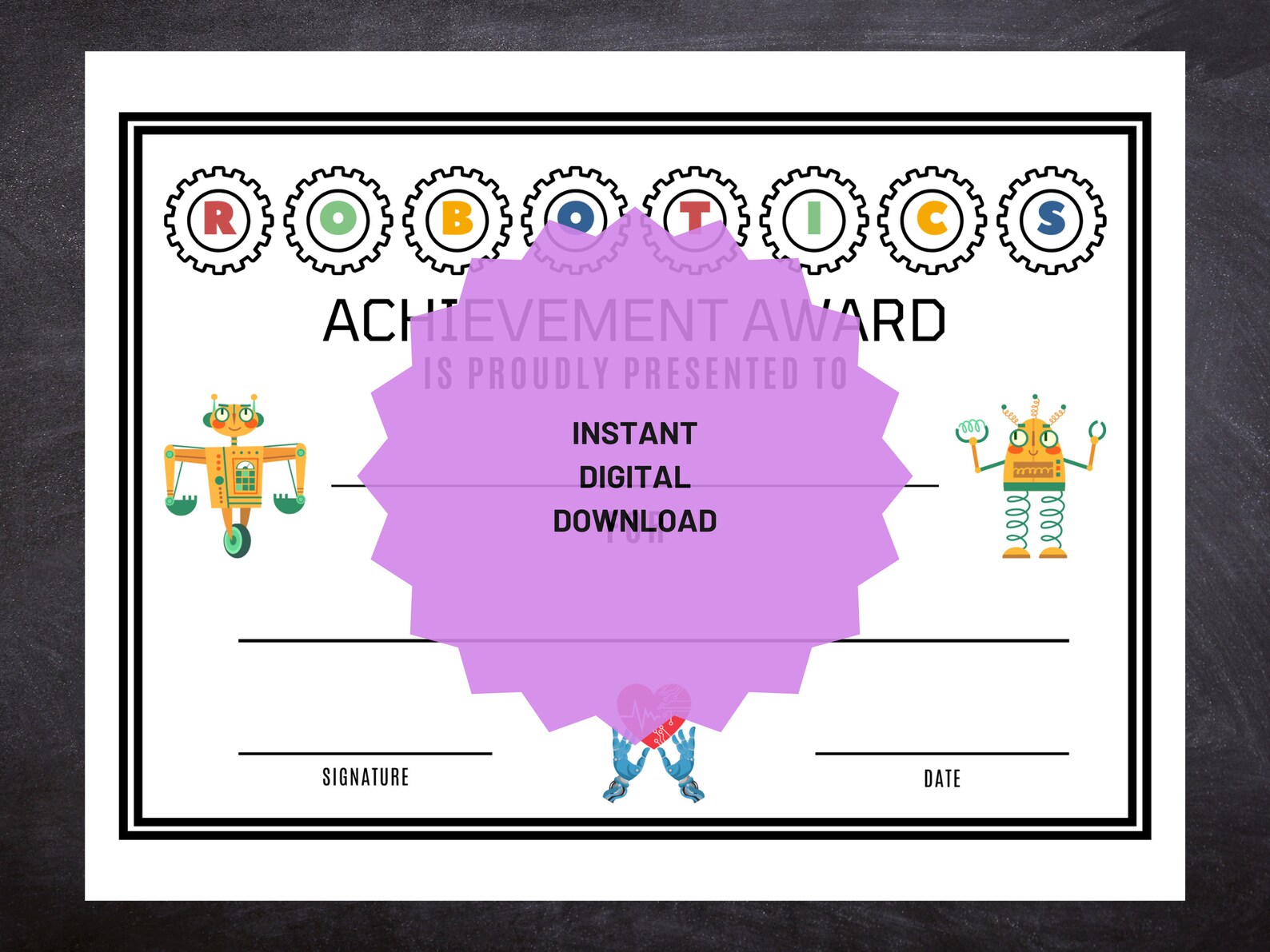 Robotics Achievement Award, Robotics Certificate Template, Robotics ...