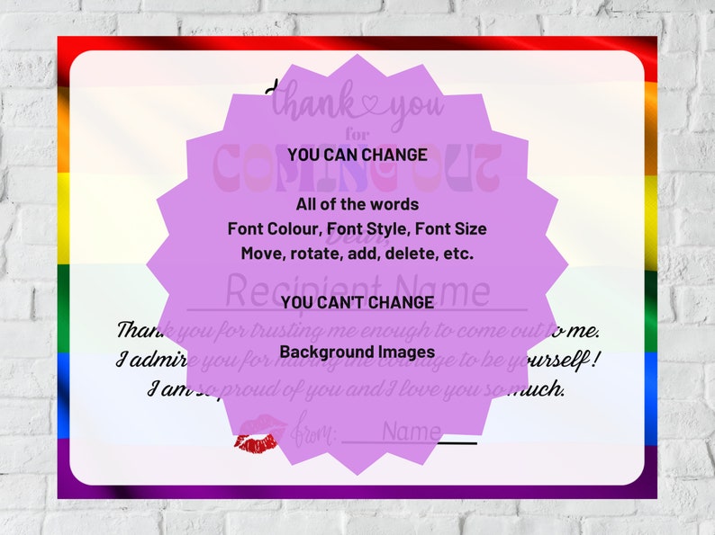 Editable LGBTQ+ Certificate, Thank You for Coming Out, Gay Pride Coming ...