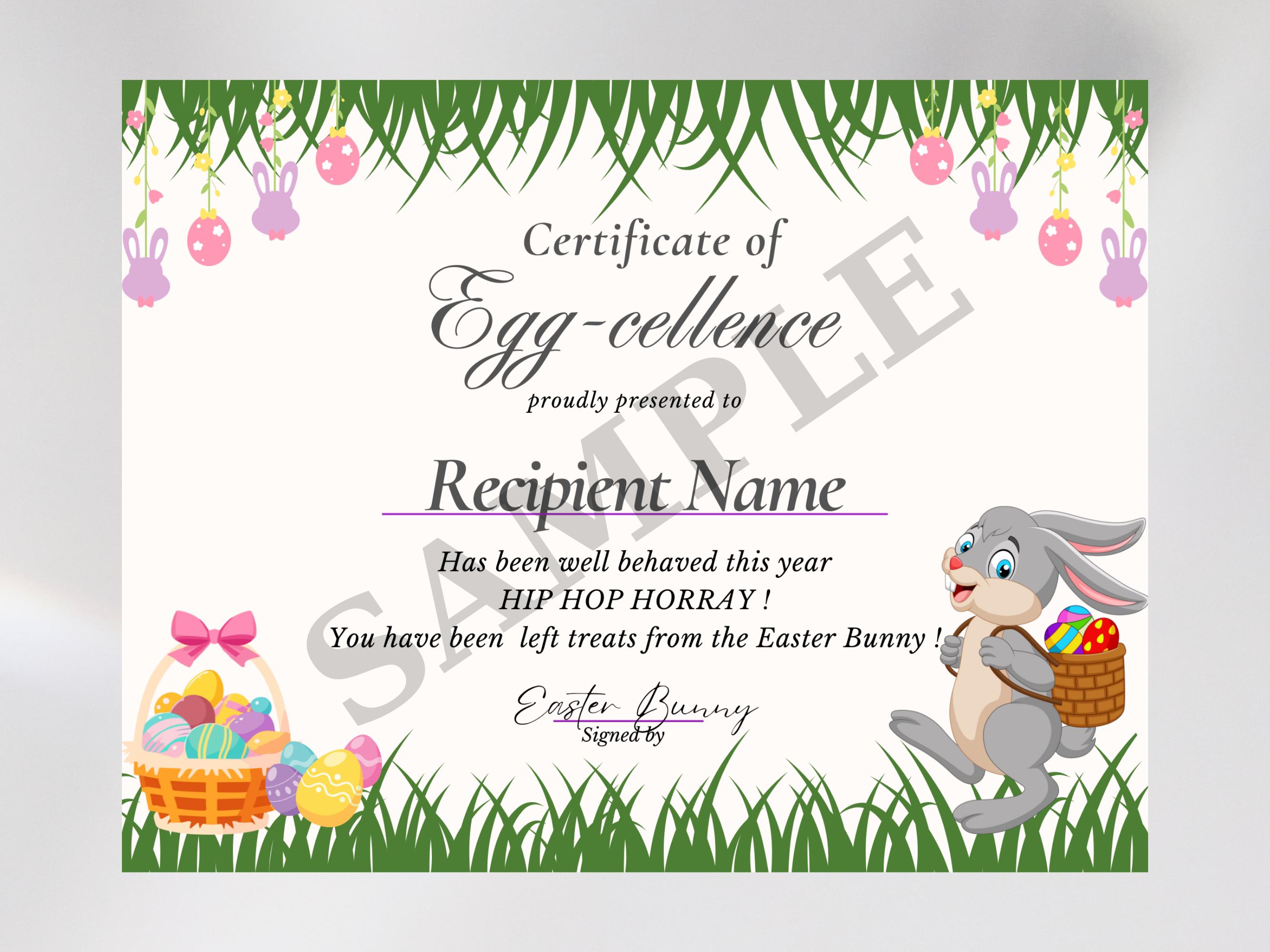 Editable Easter Bunny Certificate, Kids Easter Activity (digital ...