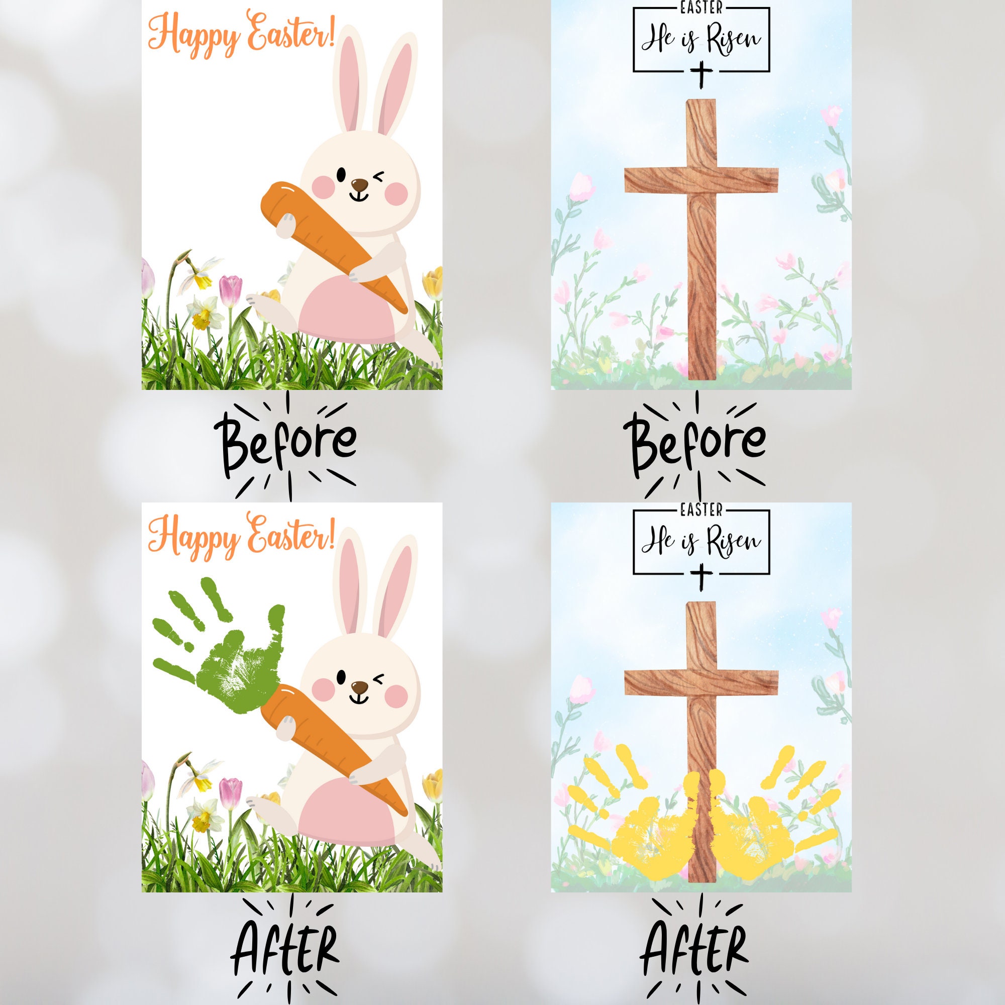 Easter Handprint Craft, Printable Easter Celebration Art, Happy Easter ...