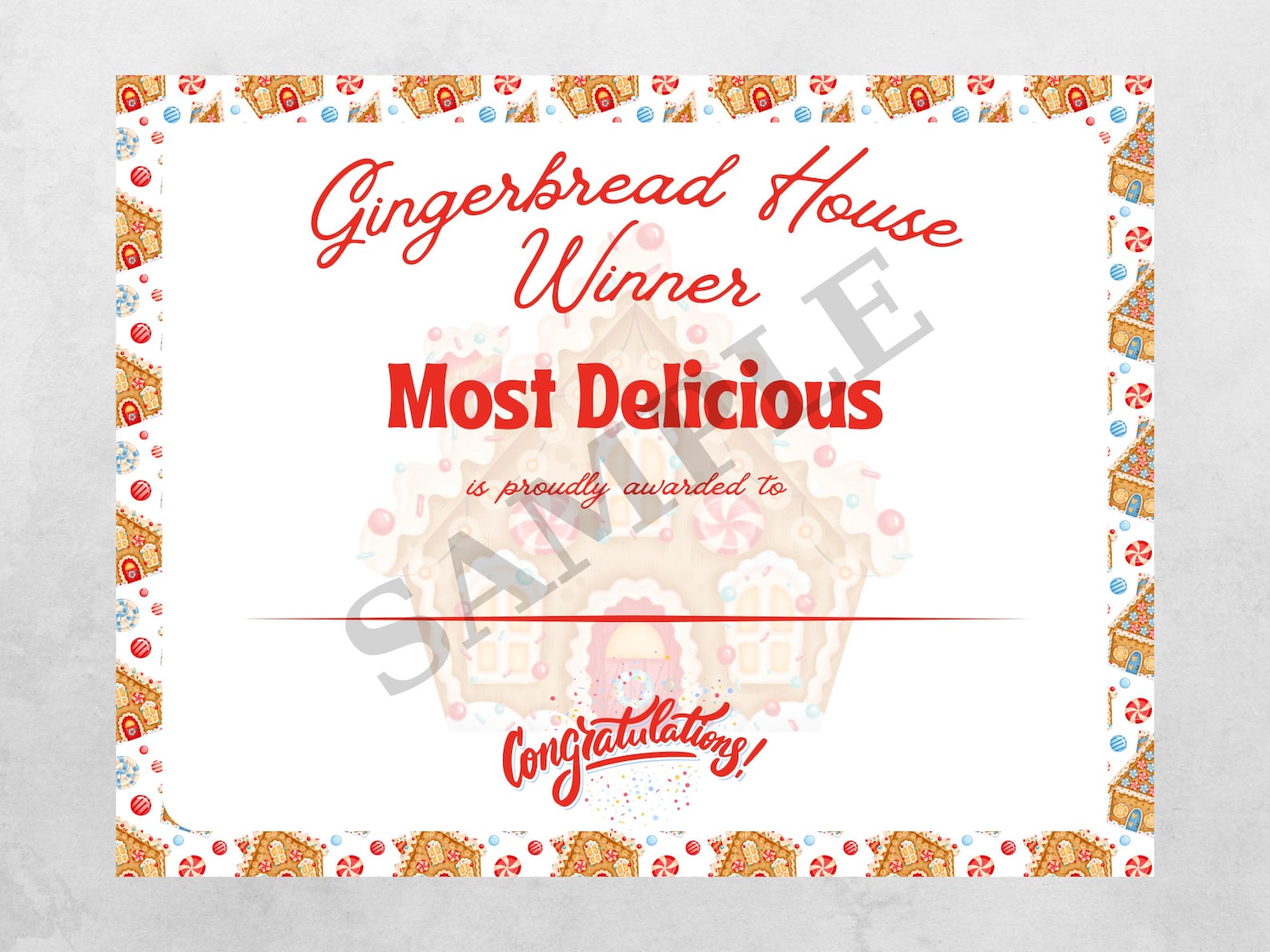 Printable Gingerbread House Awards Certificate, Best Gingerbread House ...