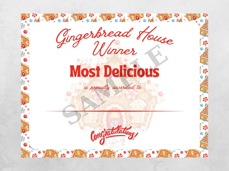 Printable Gingerbread House Awards Certificate, Christmas Cookie ...