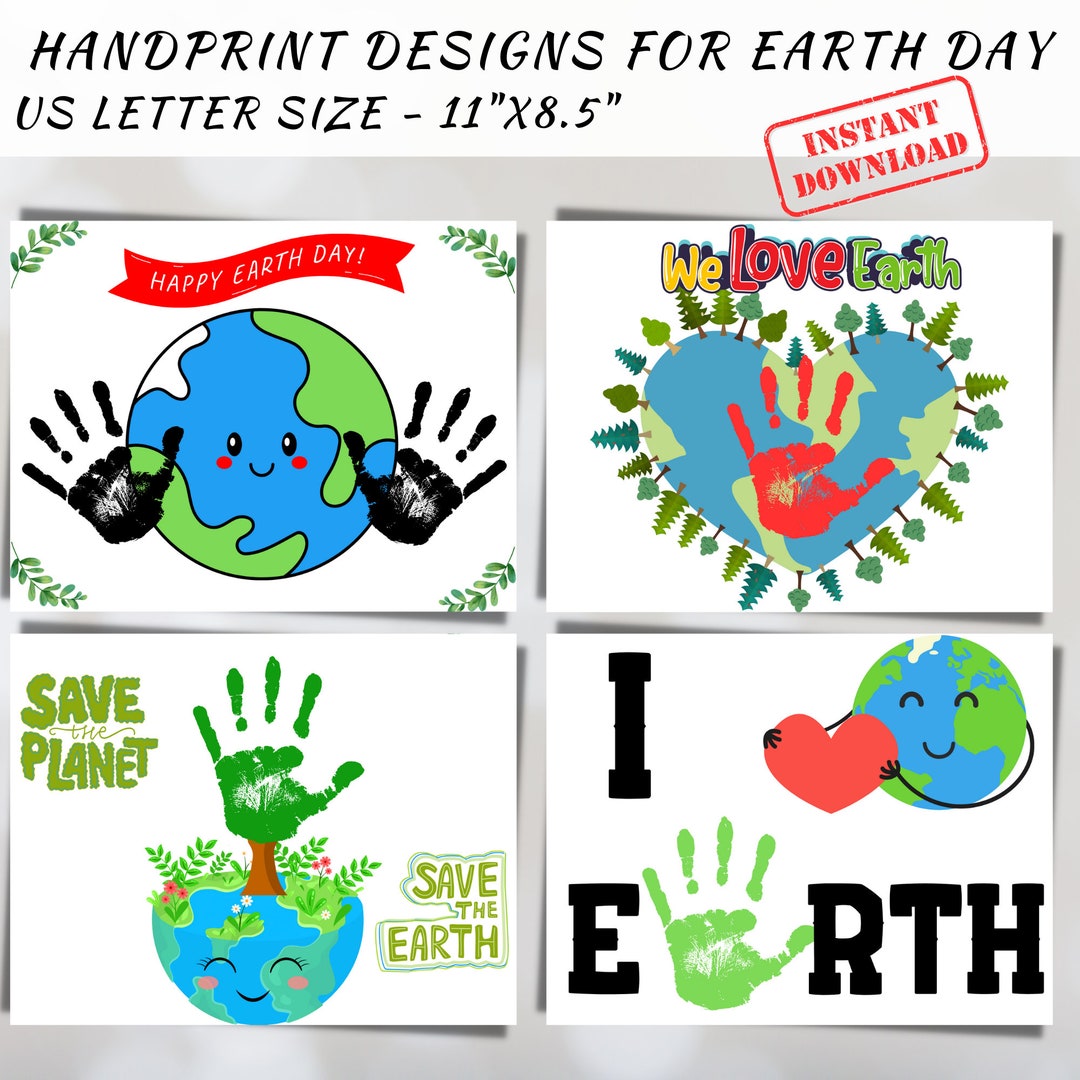Earth Day Handprint Craft Set, Earth Day Celebration Printable ...