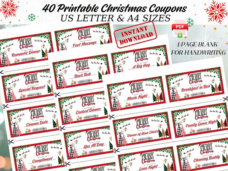Printable Christmas Coupons, Personalized (PDF) - Etsy