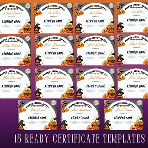 Editable Pumpkin Carving Contest Award Certificate Template, Halloween ...