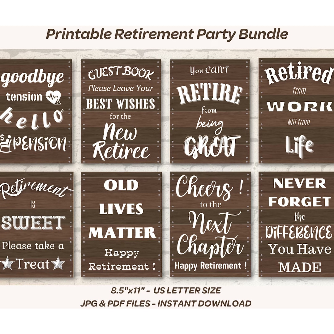 Retirement Party Signs Printable Bundle, Retiring Celebration, Retiring ...