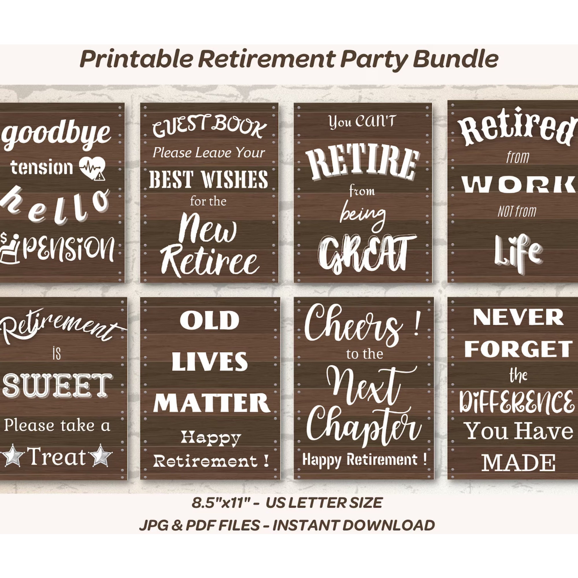 Retirement Party Signs Printable Bundle, Retiring Celebration, Retiring ...