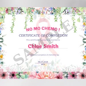 Editable Cancer Chemo Completion Certificate, Survivor Appreciation ...