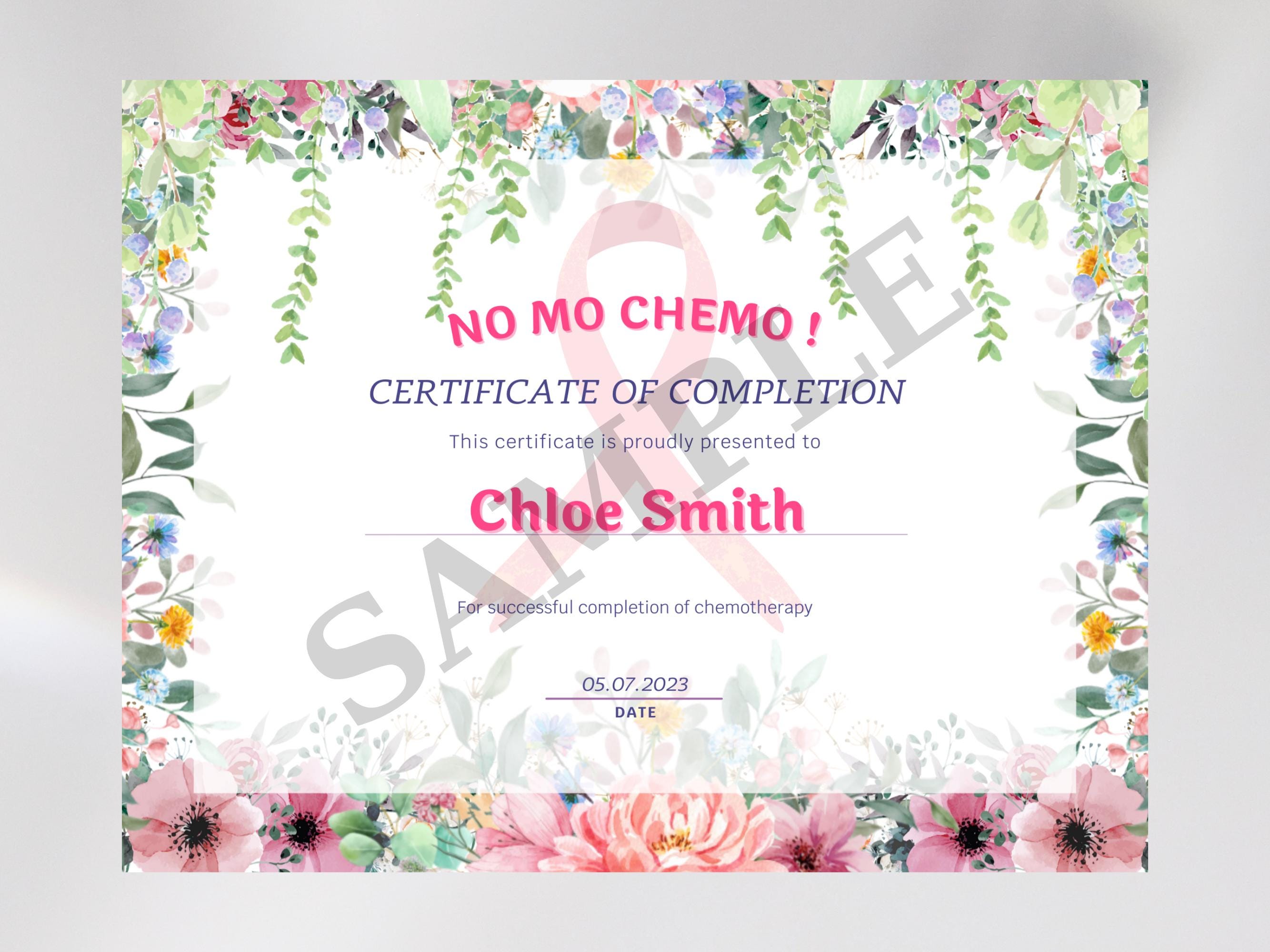 Editable Cancer Chemo Completion Certificate, Survivor Appreciation ...