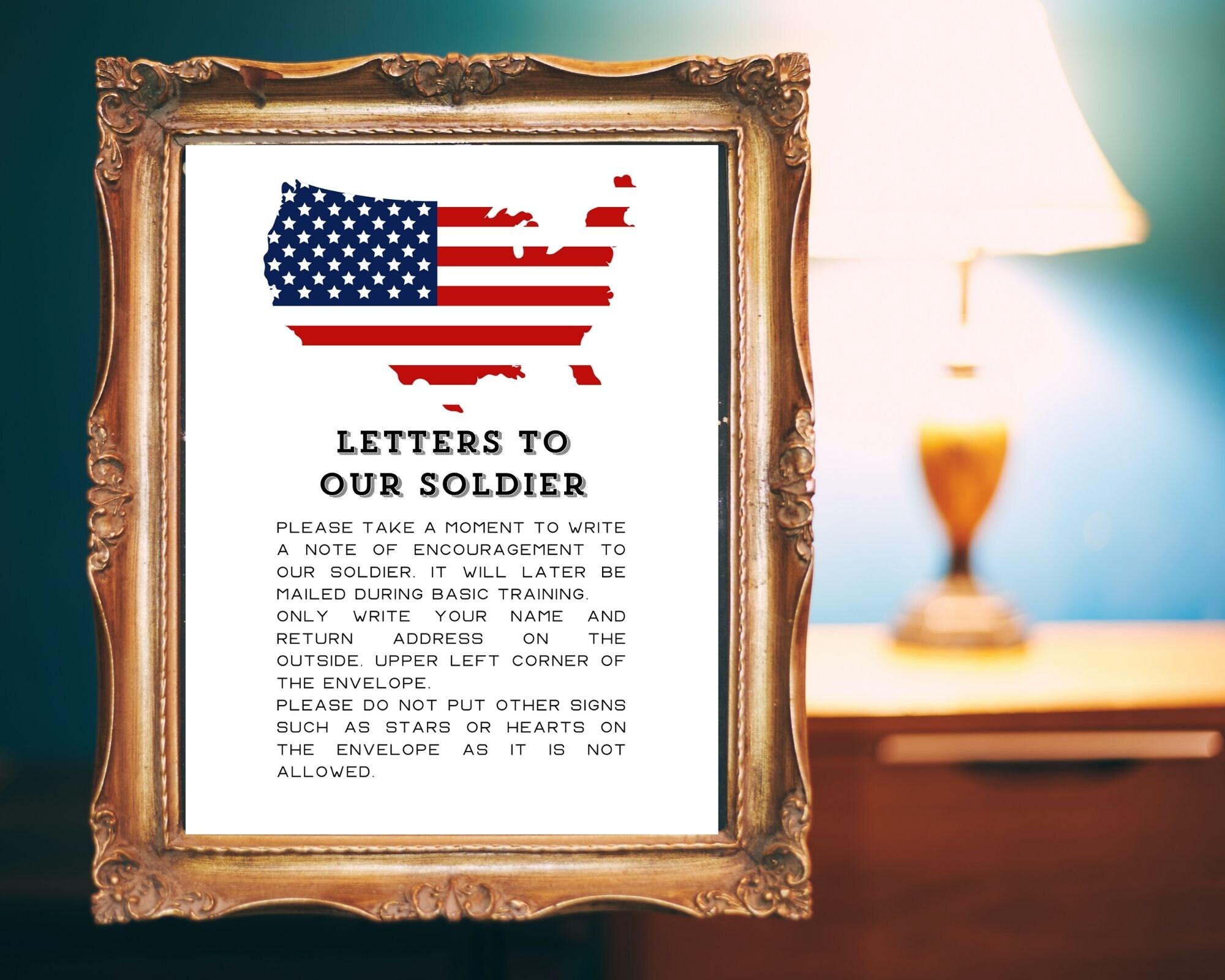 Printable Military Party Bundle | USA Map, Soldier Letter (digital ...