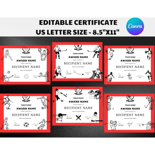 Golf Certificate of Recognition - Etsy