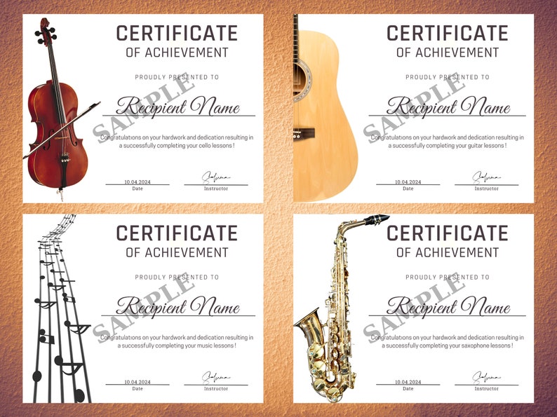 Editable Music Award Certificates, Personalized, Musical School ...