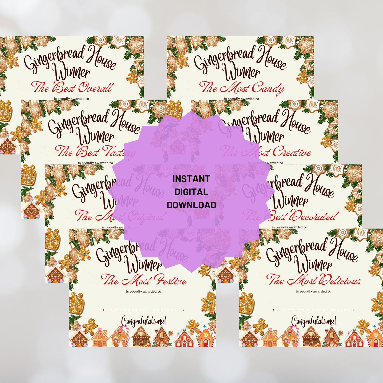 Printable Gingerbread House Awards Certificate, Best Gingerbread House ...