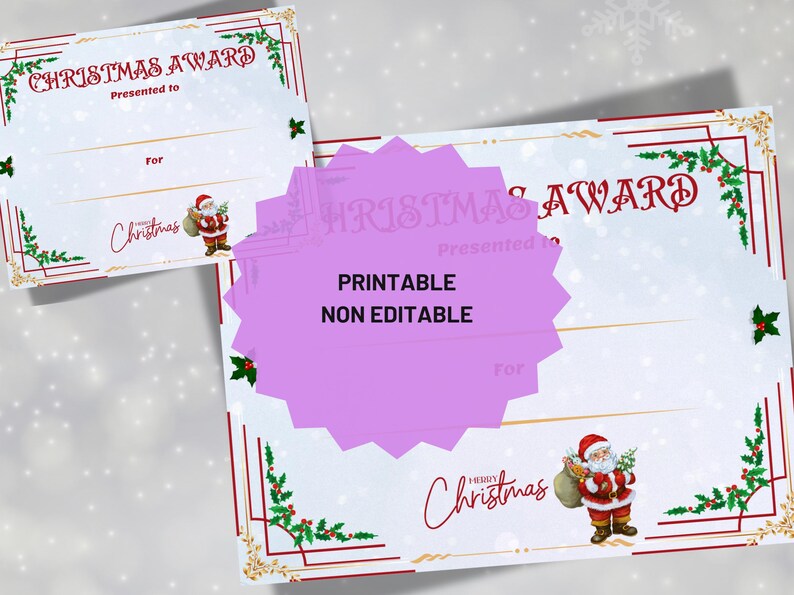 Printable Christmas Award Certificate for Kids (PDF) - Etsy