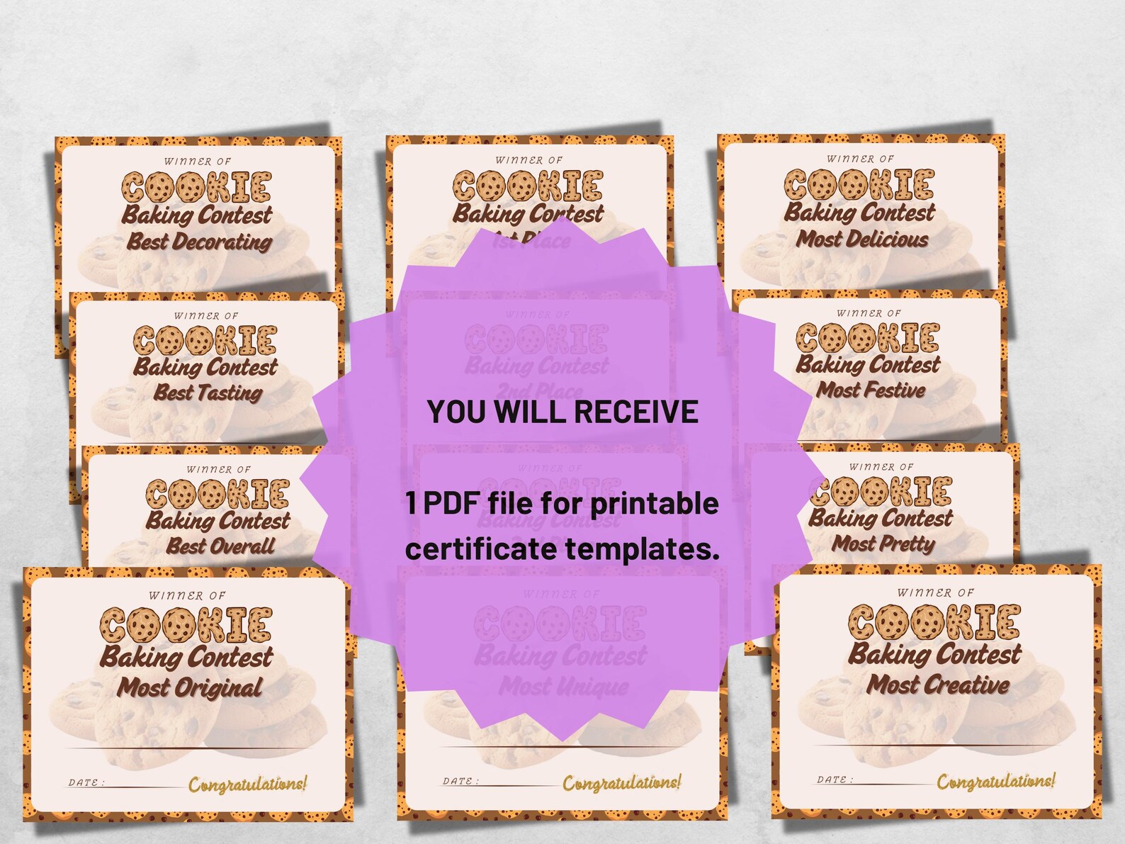 Cookie Baking Contest Award Certificates, Office School Party (PDF) - Etsy
