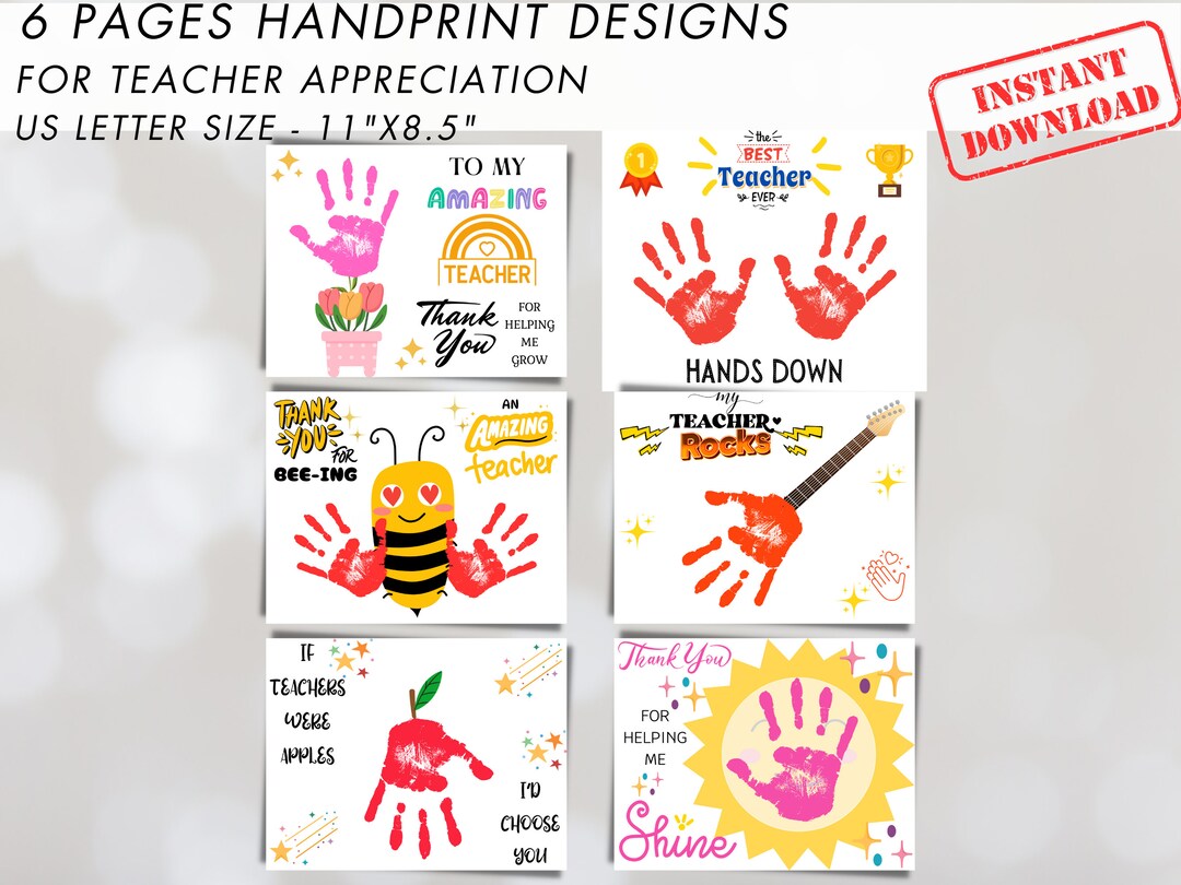 Teacher Appreciation Handprint Art Craft, DIY Gift Printable End of ...