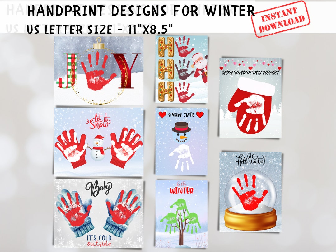 Winter Handprint Art Bundle, DIY Handprint Keepsake, Toddler Prek ...