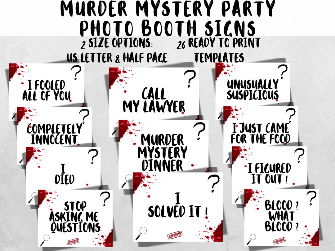 Murder Mystery Party Photo Booth Signs, Murder Mystery Dinner Printable ...